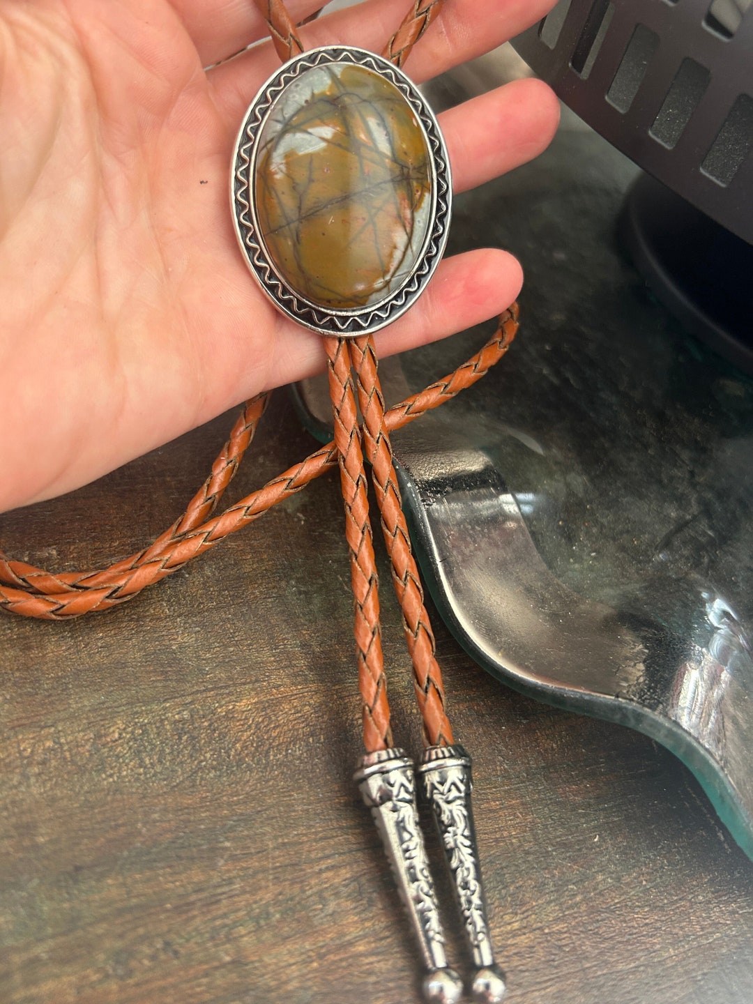 One of a Kind Picasso Jasper Bolo Tie Stone Gifts for Him Cabochon Bola ...