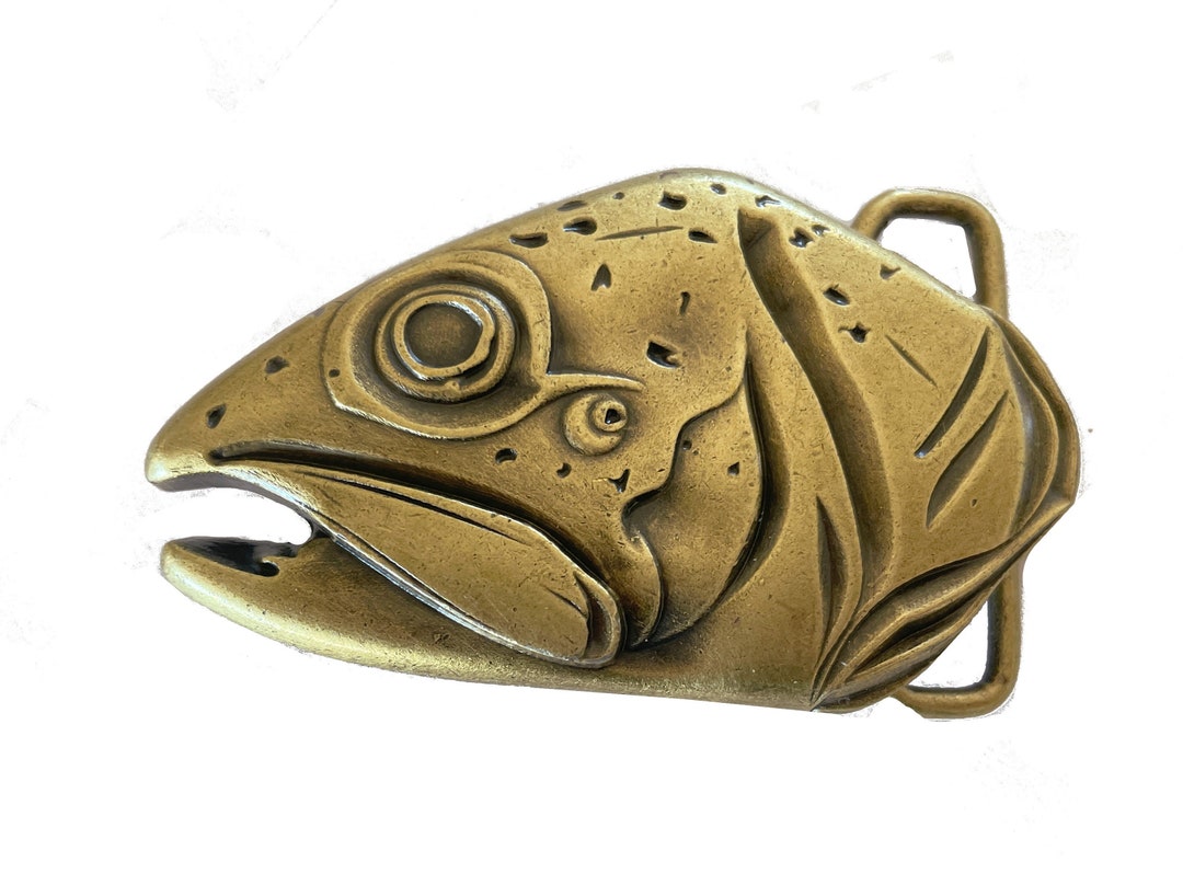 Beautiful Brass Fish Belt Buckle Trout Salmon Head Rainbow River ...