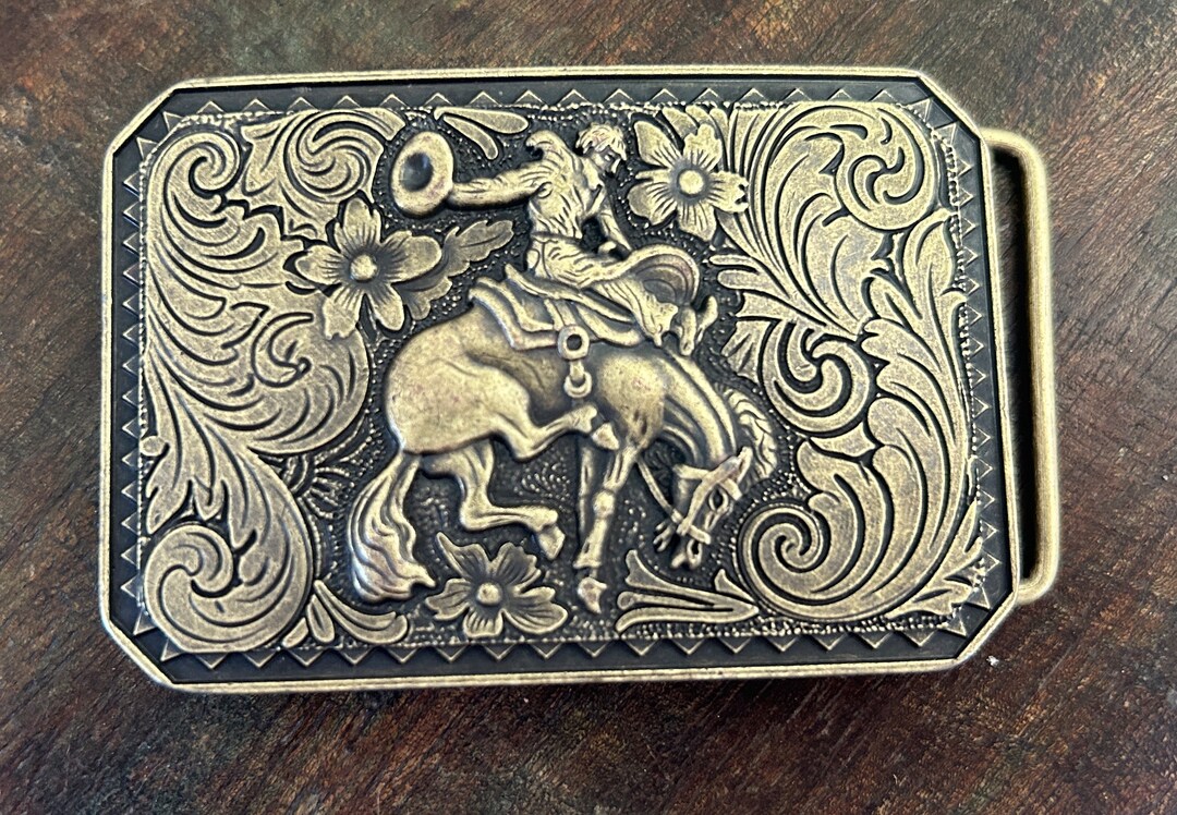 Vintage Bucking Bronco Belt Buckle - Western - Cowboy - Rodeo Rider ...