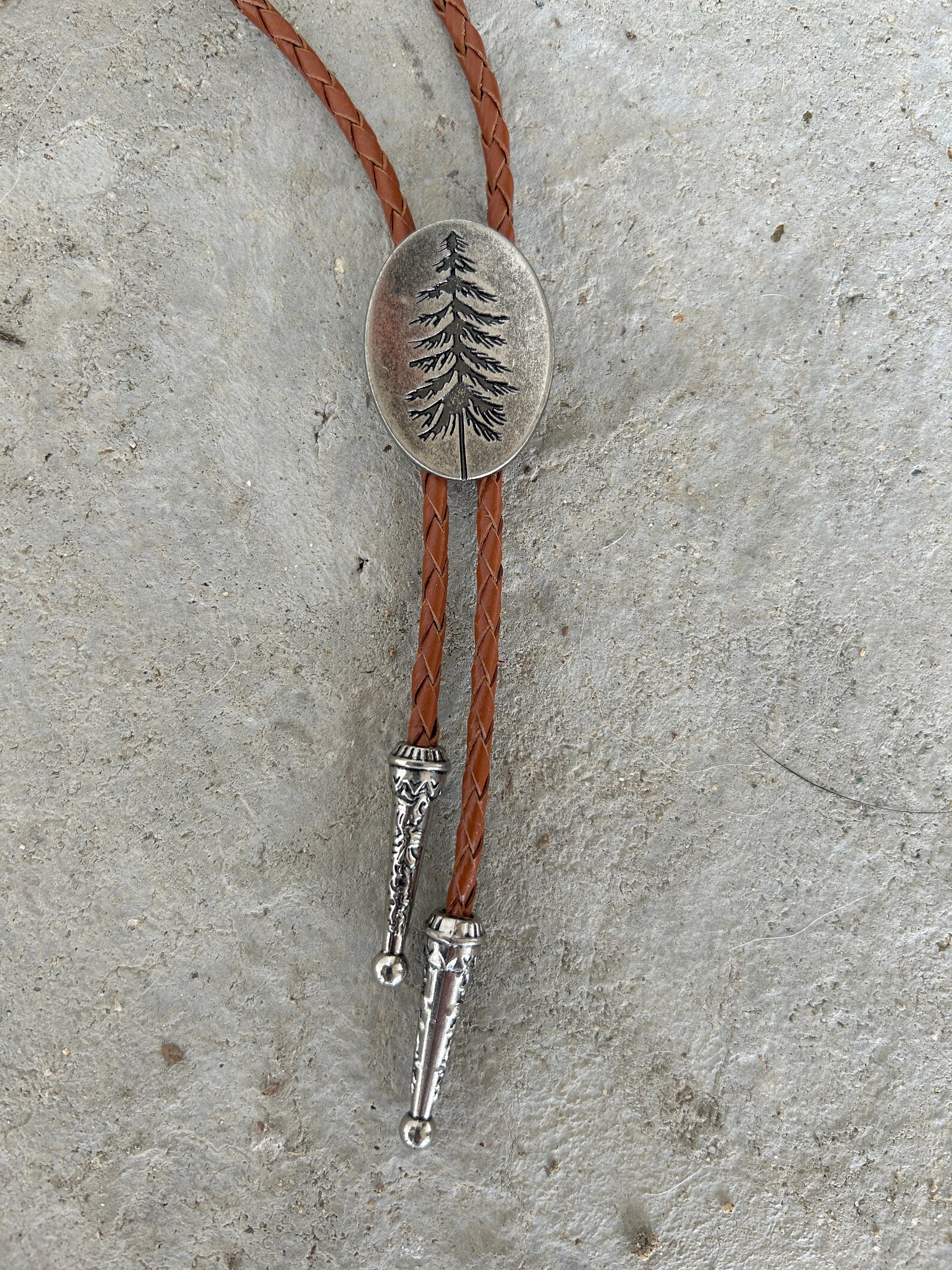 Engraved Tree Bolo Tie Pine Forest Moon Gifts for Him Bola Leather ...