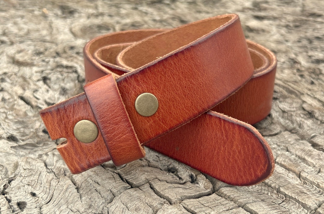 Brown Leather Snap Belt Strap - Distressed - Thick Cow Hide 100% - for ...