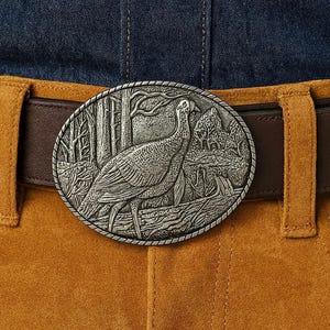 Silver Turkey Belt Buckle: Engraved Hunting Scene, Made in USA - Etsy