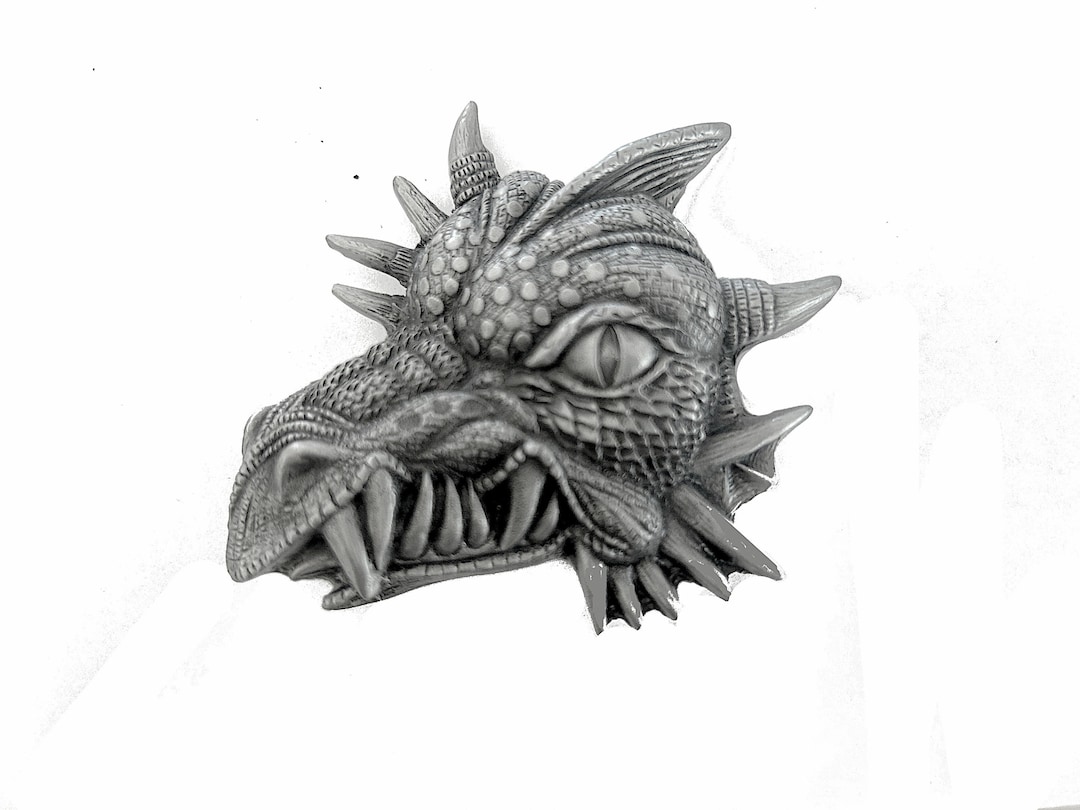 Vintage Pewter Dragon Head Belt Buckle - Mythical Serpent Design - Etsy