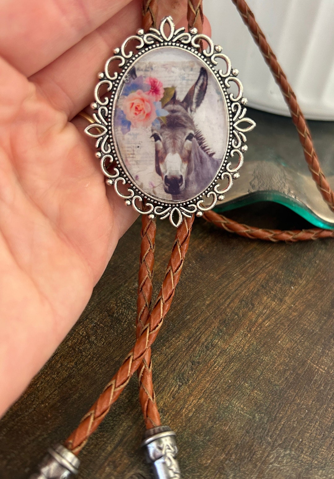 Vintage Donkey Portrait Bolo Tie : Leather Western Necklace - Etsy