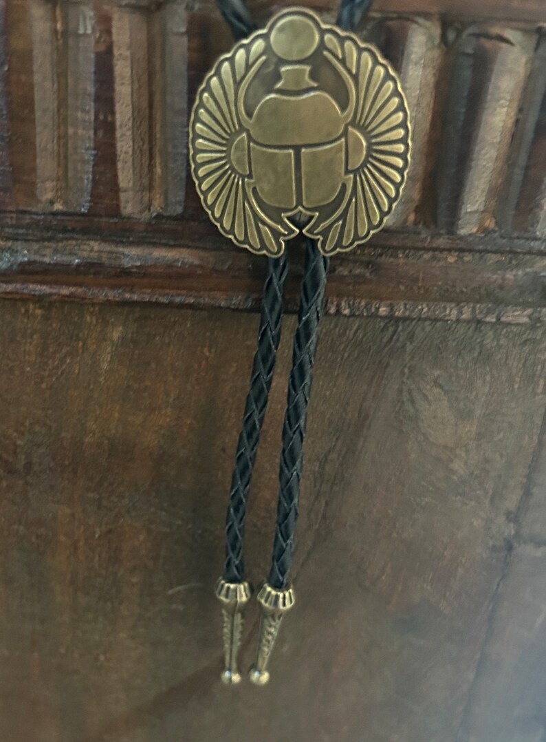 Brass Scarab Bolo Tie : Western Leather Cowboy Necktie - Etsy