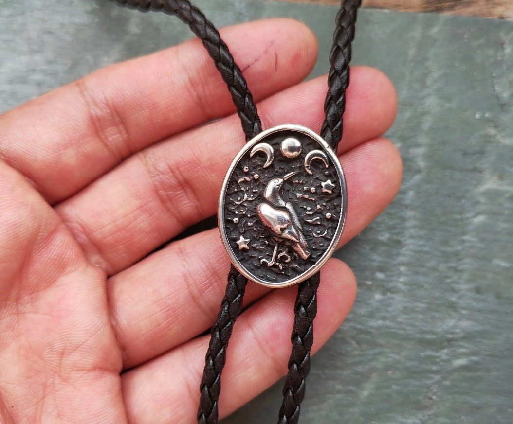 Crow Moon Bolo Tie Raven Sky Celestial Dark Night Animal - Etsy