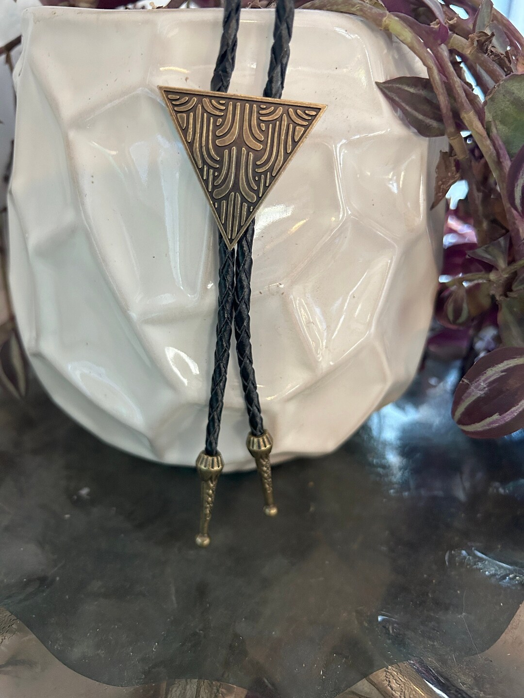 Brass Triangle Bolo Tie Gifts for Him Cabochon Indian - Etsy