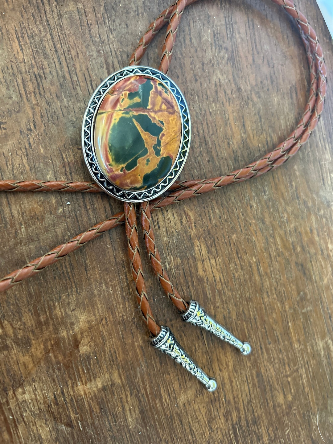 Picasso Jasper Bolo Tie : Western Style Brown Leather Necktie - Etsy
