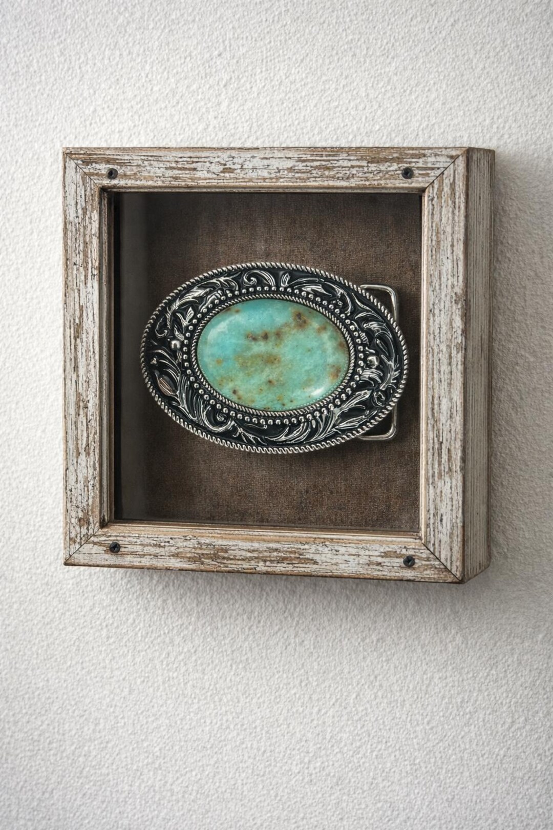 Turquoise Stone Belt Buckle: Engraved Silver Western Design - Etsy