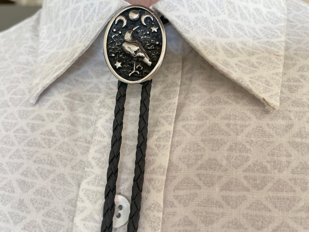 Crow Moon Bolo Tie - Raven Sky Celestial Dark Night Animal Bird Gothic ...