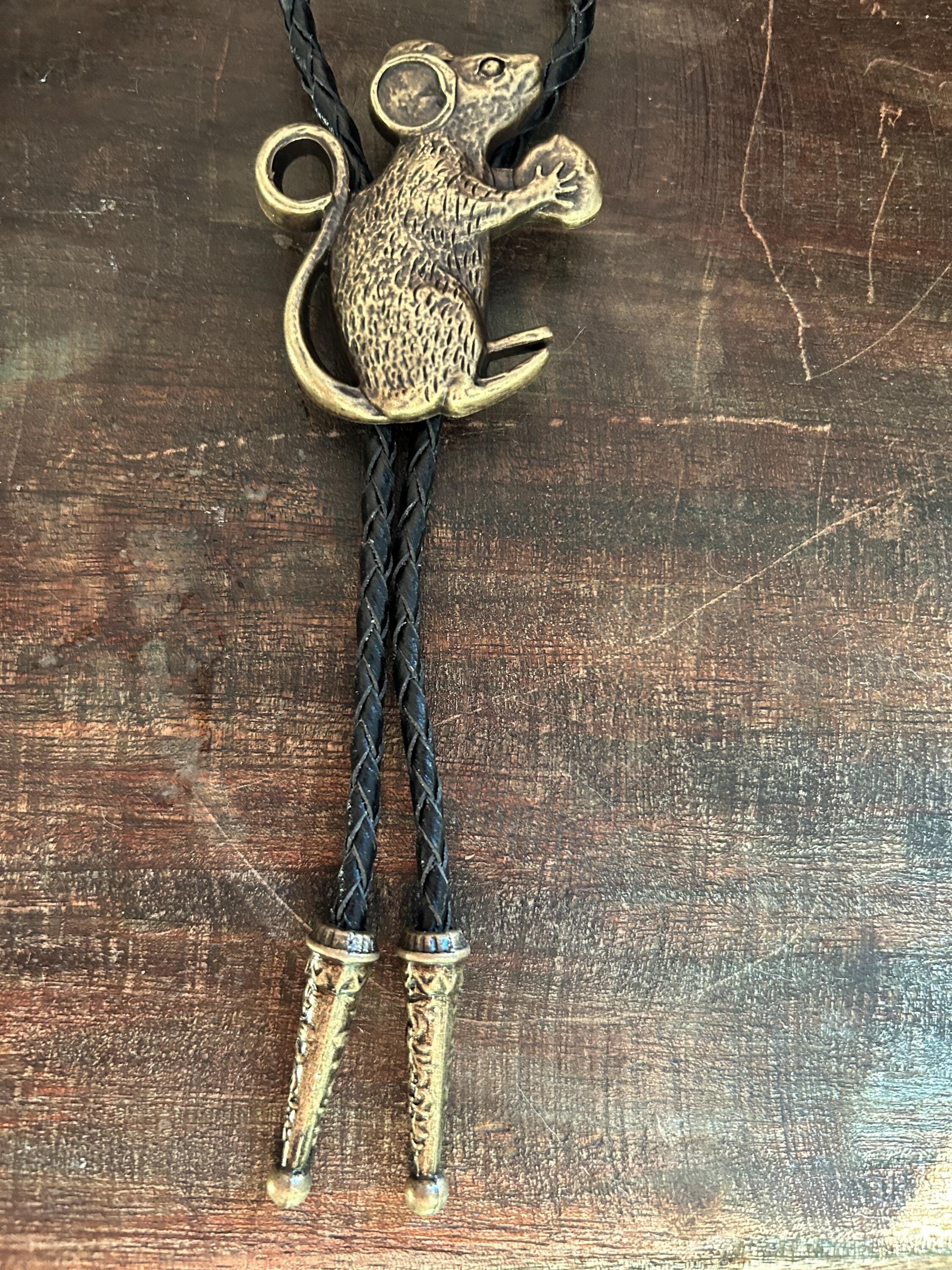 Mouse Bolo Tie: Brass Animal Western Cowboy Lariat Necklace - Etsy