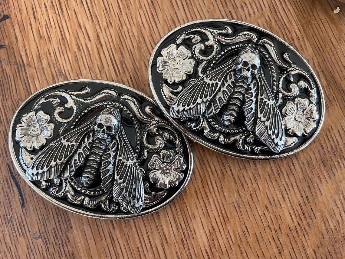 Large Dead Head Moth Belt Buckle Metal Insect Death Goth - Etsy