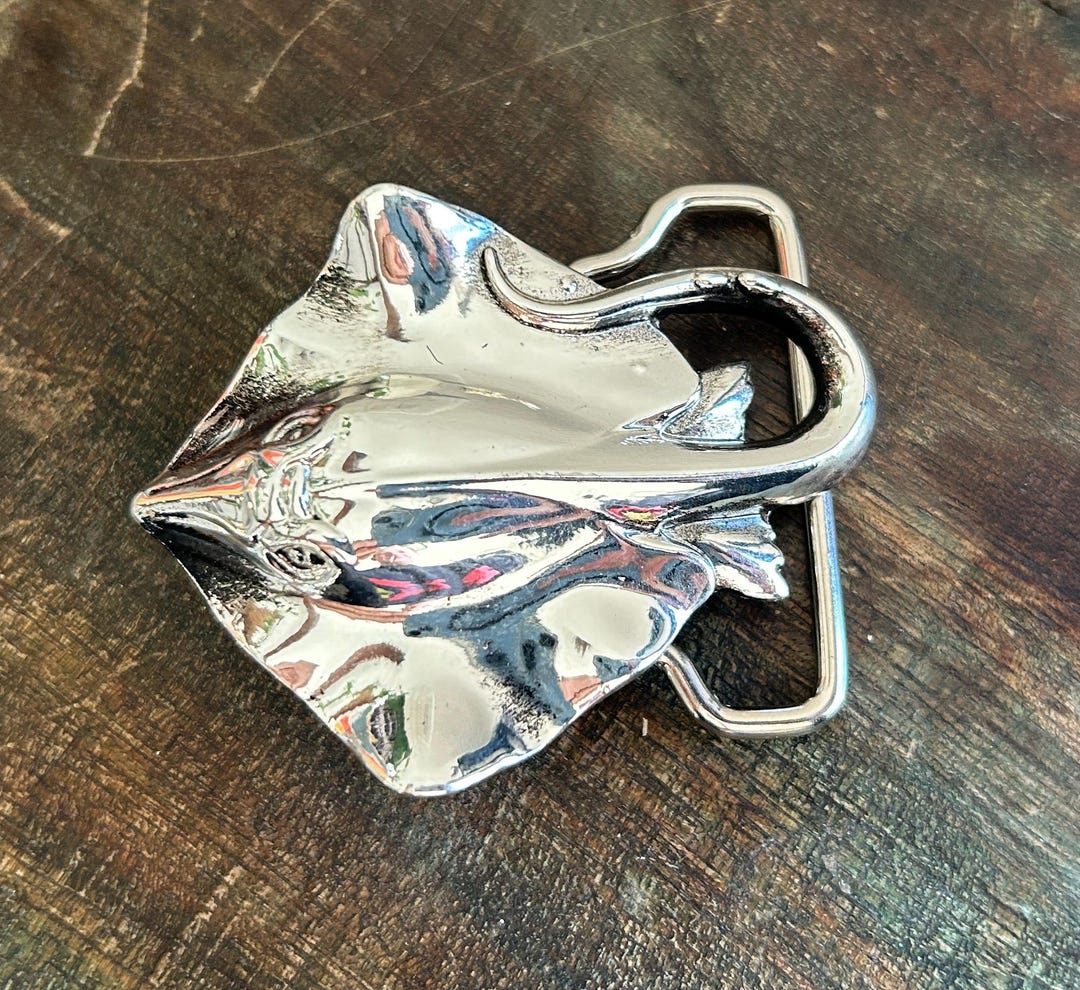Handmade Silver Stingray Belt Buckle - Manta Ray Sea Creature Ocean ...