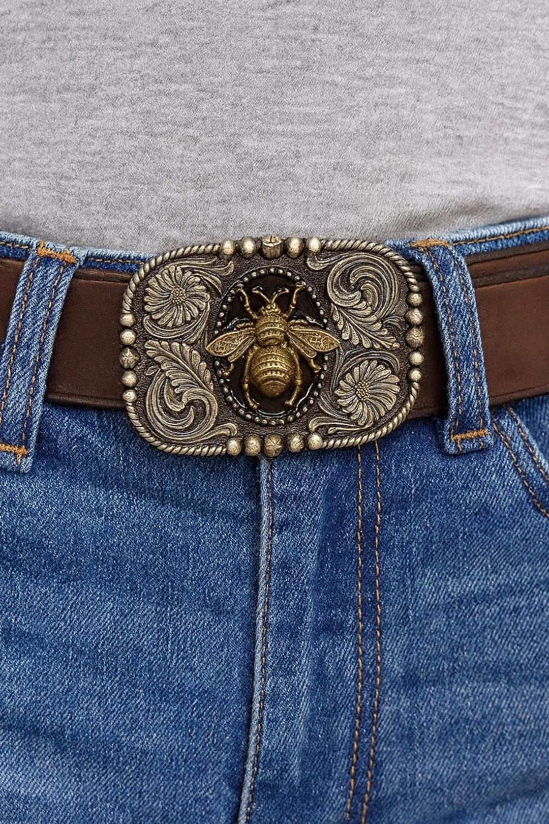 Gold Bee Belt Buckle: Western Cowboy Style, Handmade - Etsy