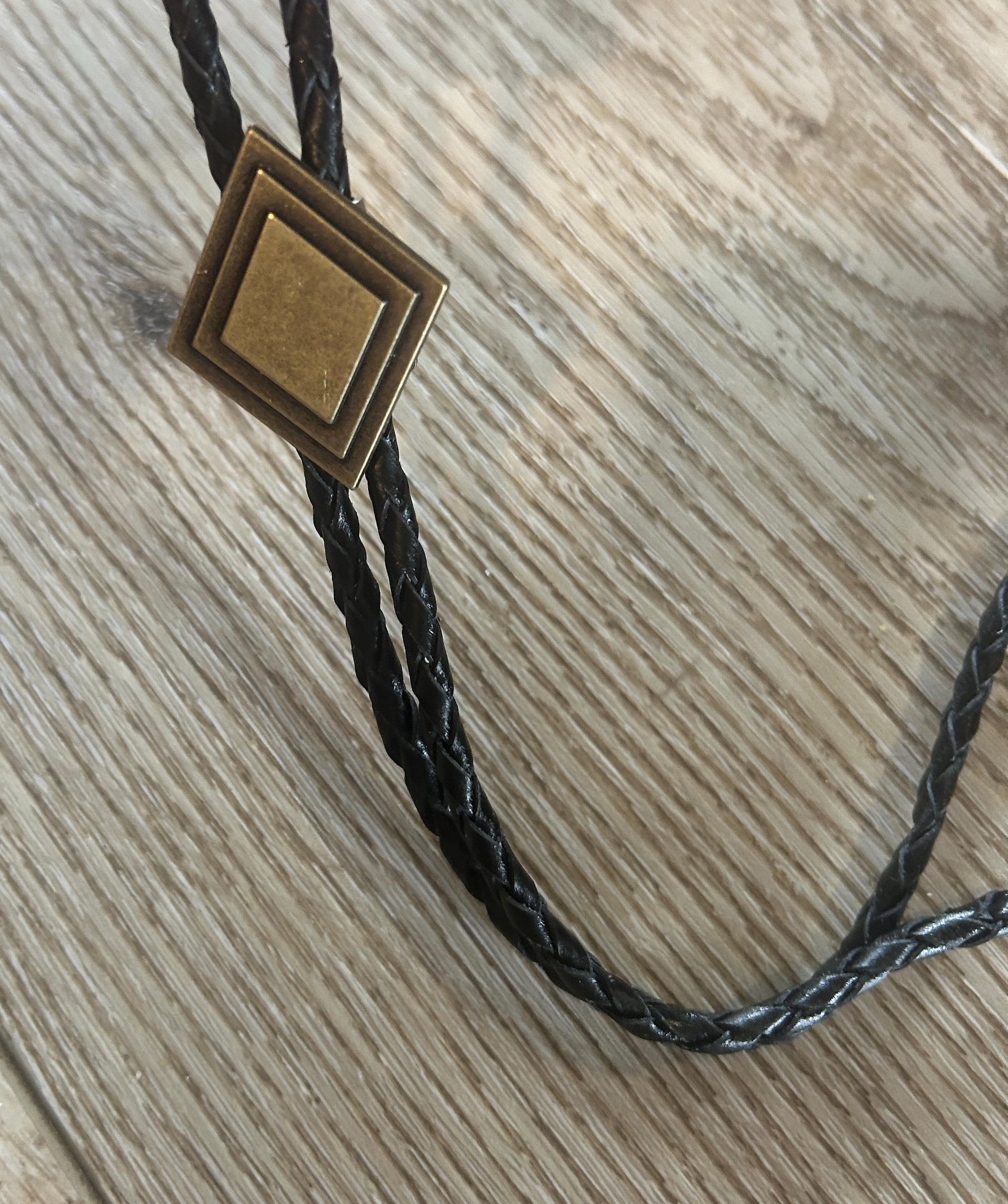 Antique Gold Diamond Bolo Tie : Black Leather Cord Cowboy Necktie - Etsy