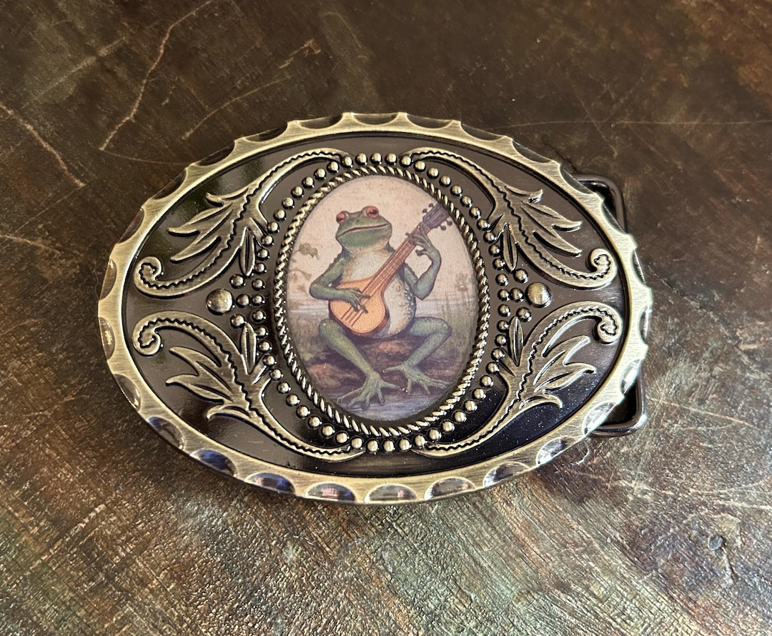 Banjo Frog Belt Buckle - Western Style Beautiful Silver Buckle Gifts ...