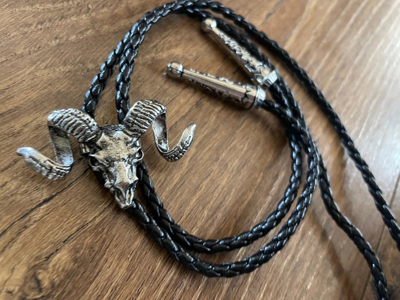 Silver Ram Skull Bolo Tie Skeleton of Animal Horns Goat - Etsy