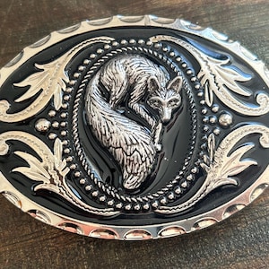 Silver Fox Belt Buckle - 3D Animal Design - Western Style Silver ...