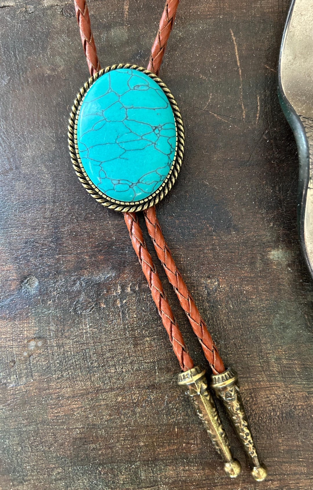 Southwestern Turquoise Bolo Tie : Leather Cowboy Necktie, 40'' Cord - Etsy