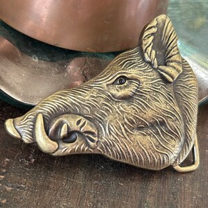 Vintage Large Brass Pig Belt Buckle Hog Wild Boar Woods Forest Oink ...