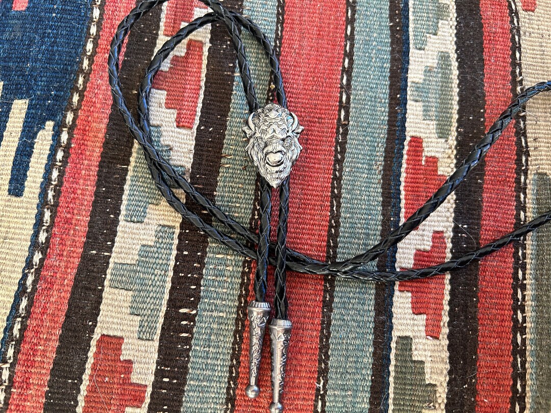 Southwestern Buffalo Bolo Tie Handmade Gifts for Him Leather Cowboy ...