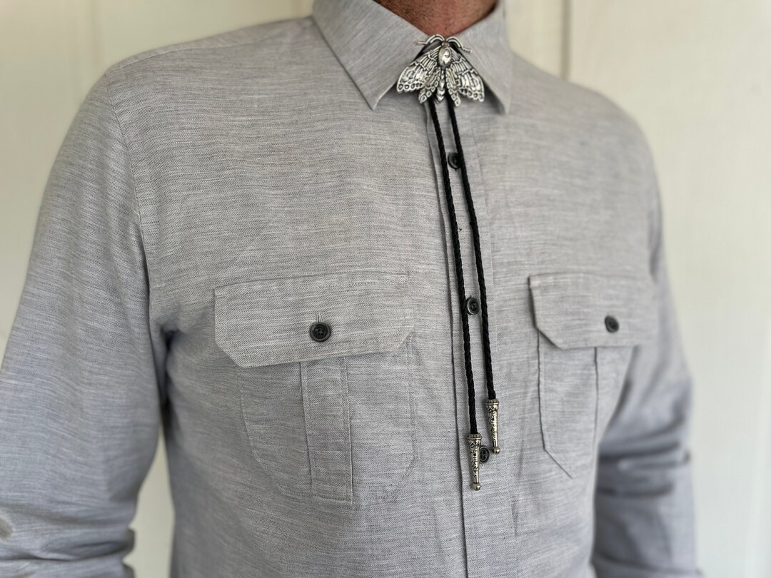 Large Moth Bolo Tie Necklace Metal Insect Rockabilly Goth Punk Retro ...