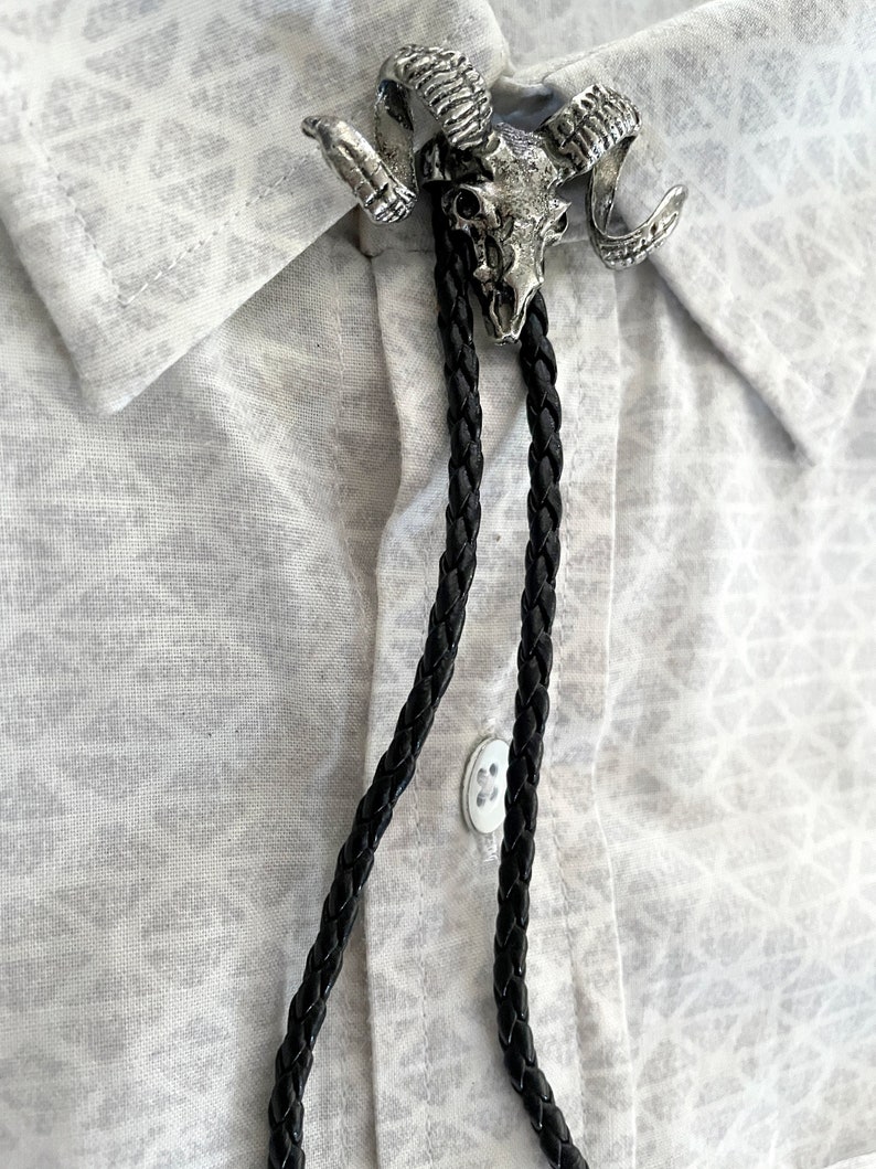 Silver Ram Skull Bolo Tie Skeleton of Animal Horns Goat - Etsy