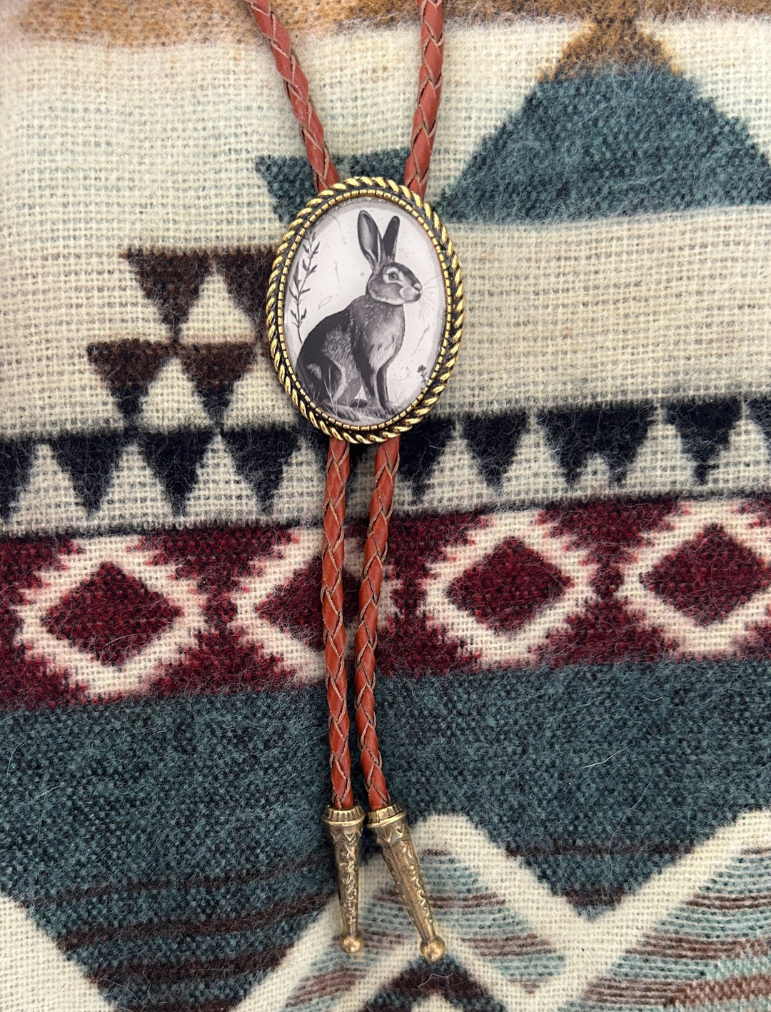 Rabbit Bolo Tie : Handmade Leather Cowboy Necklace - Etsy
