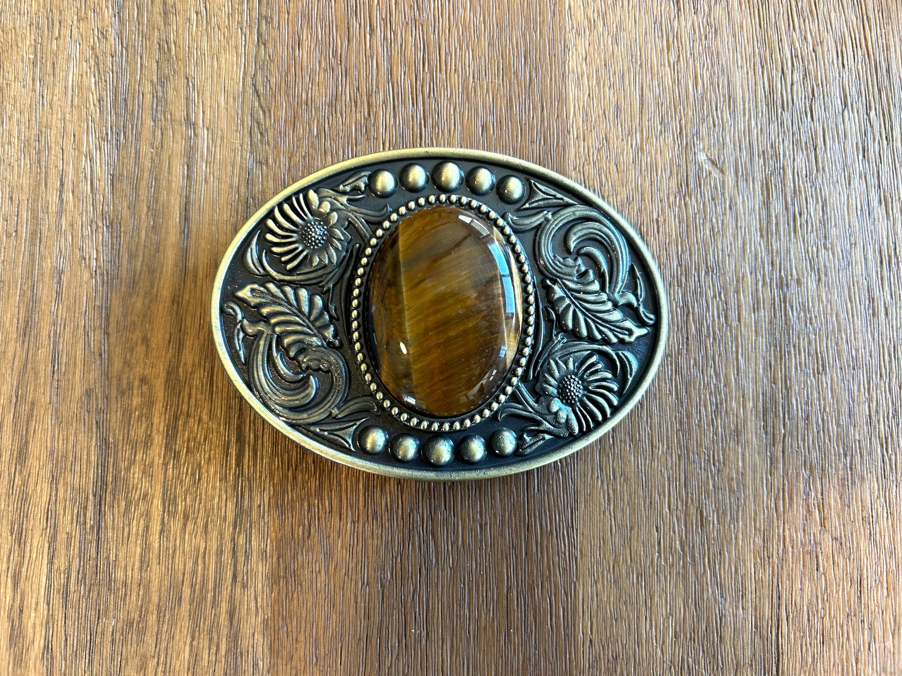 Tigers Eye Belt Buckle : Antique Gold or Silver Western Cowboy Style - Etsy