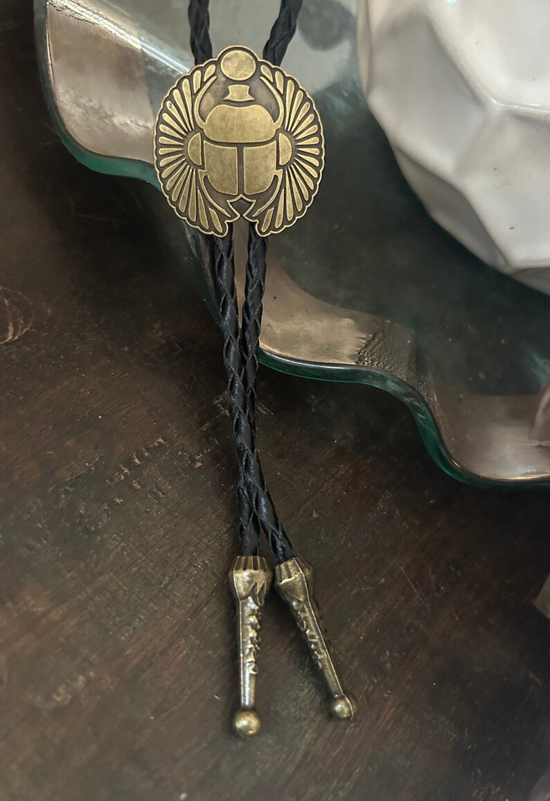 Brass Scarab Bolo Tie : Western Leather Cowboy Necktie - Etsy