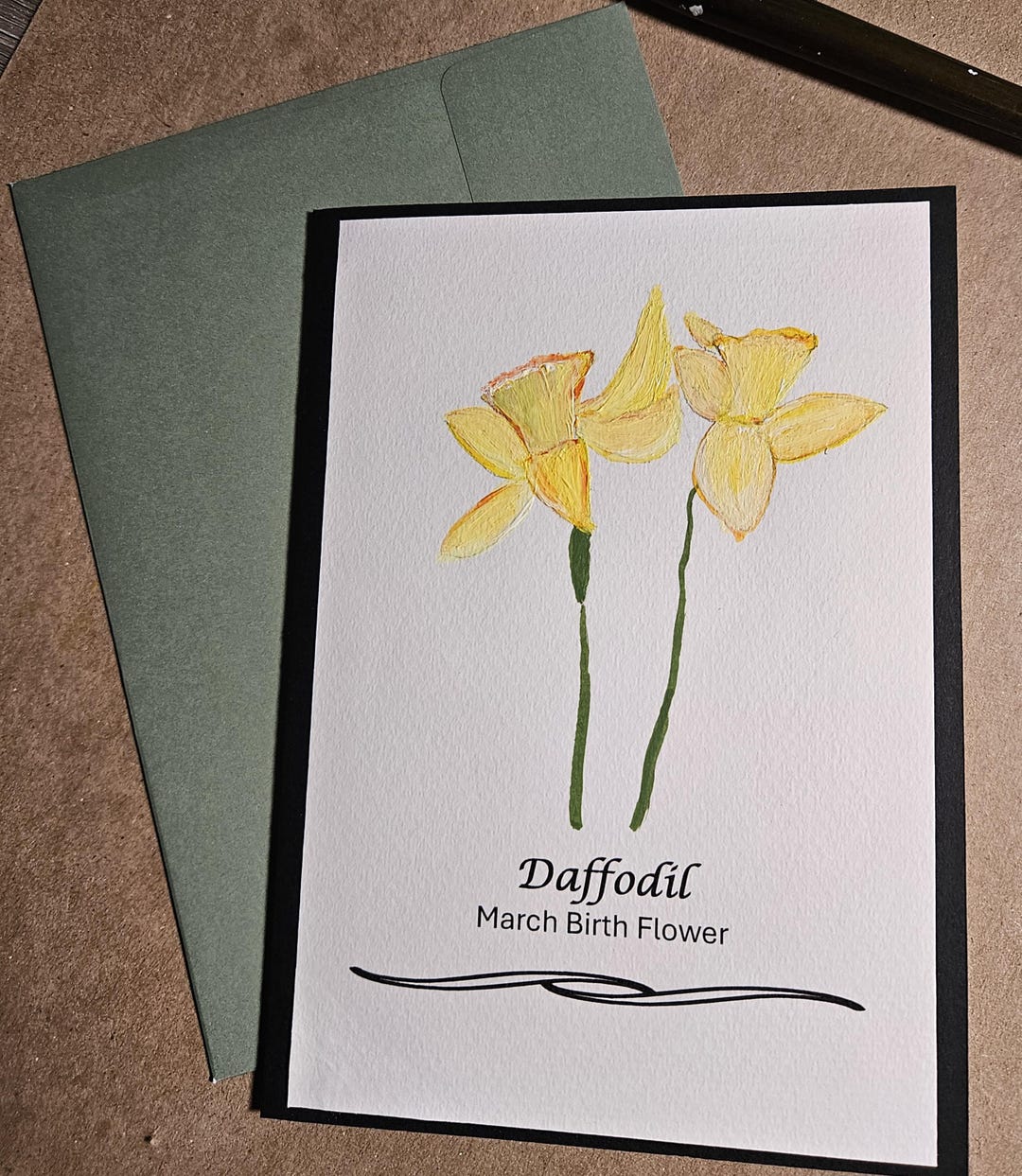 Daffodil Hand Painted March Birth Flower Card - Etsy