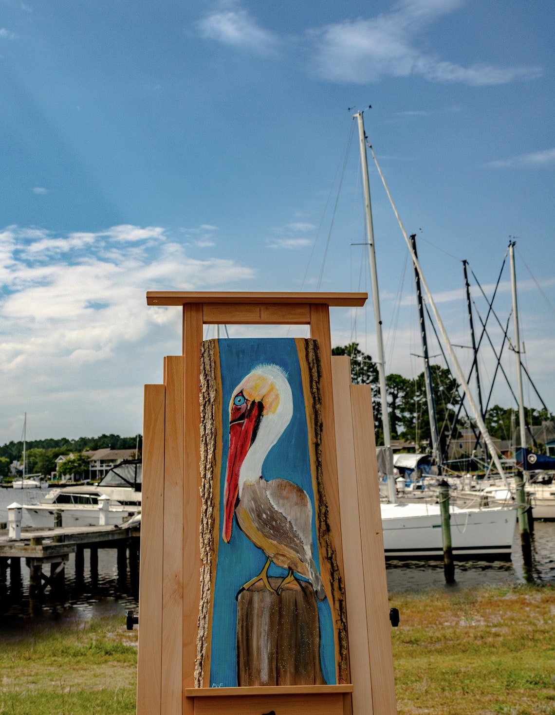Pelican Pete Acrylic Painting Original on Live Edge - Etsy