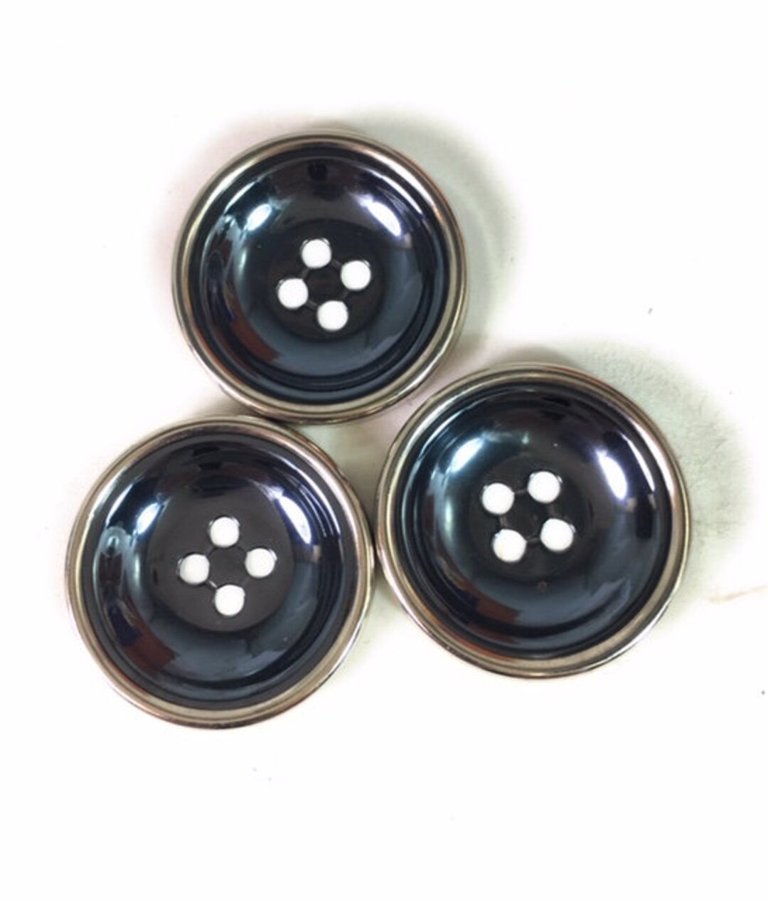 SILVER RIMMED GUNMETAL Button B16 - Etsy