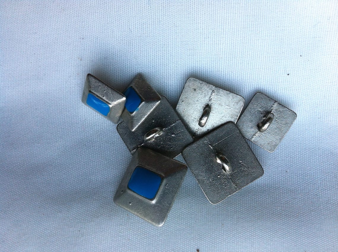 SILVER SQUARE Buttons With ENAMEL Centers B1 - Etsy UK
