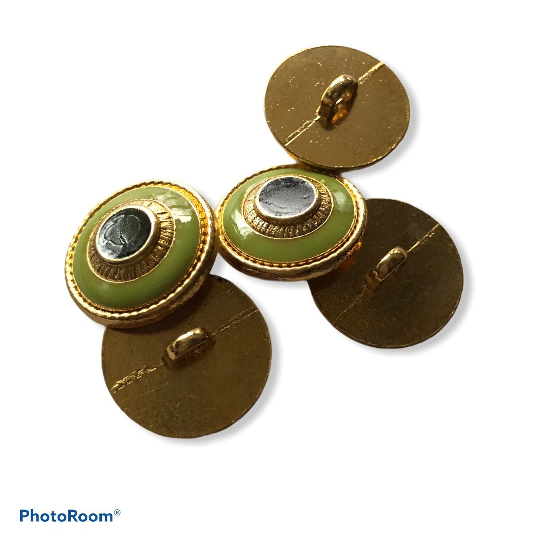 GREEN GOLD BLACK Enamel Ring Buttons. A24 - Etsy