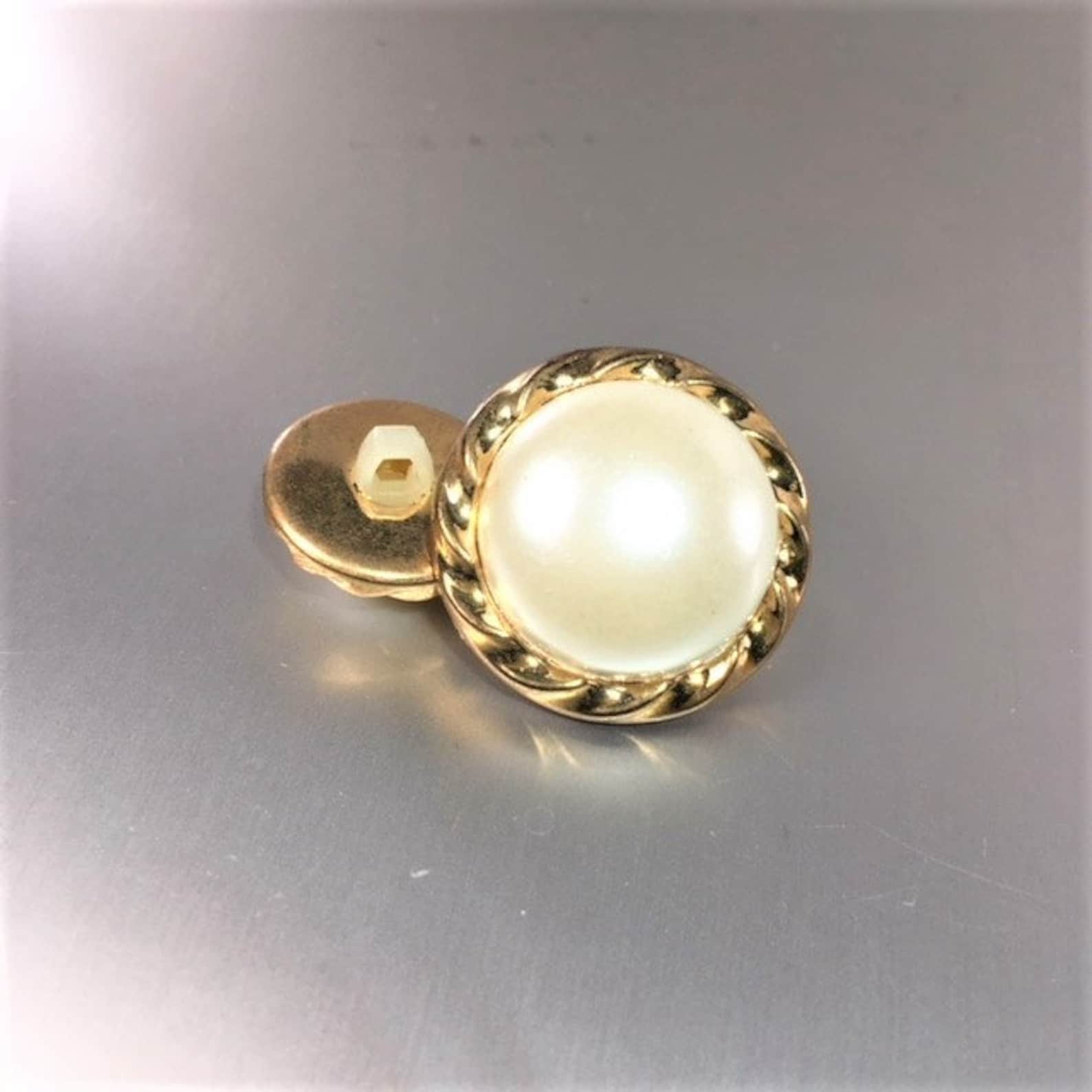 GOLD RIMMED PEARL Buttons A8 - Etsy