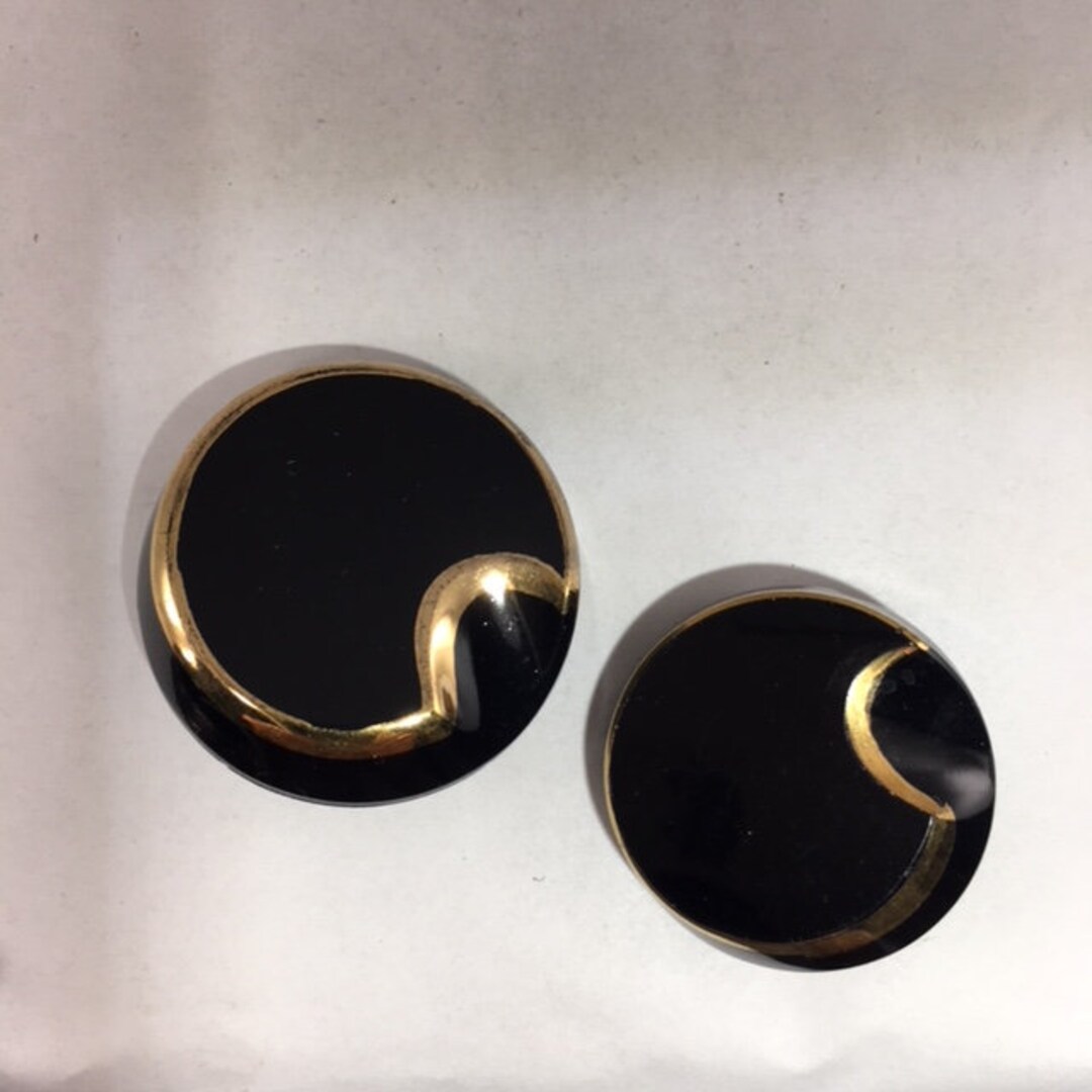 JET and GOLD GLASS Buttons G1 - Etsy