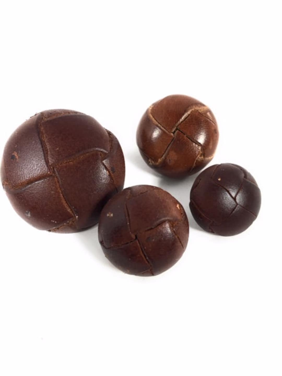 CHOCOLATE BRAIDED DOME Leather Buttons E2 6-3 - Etsy