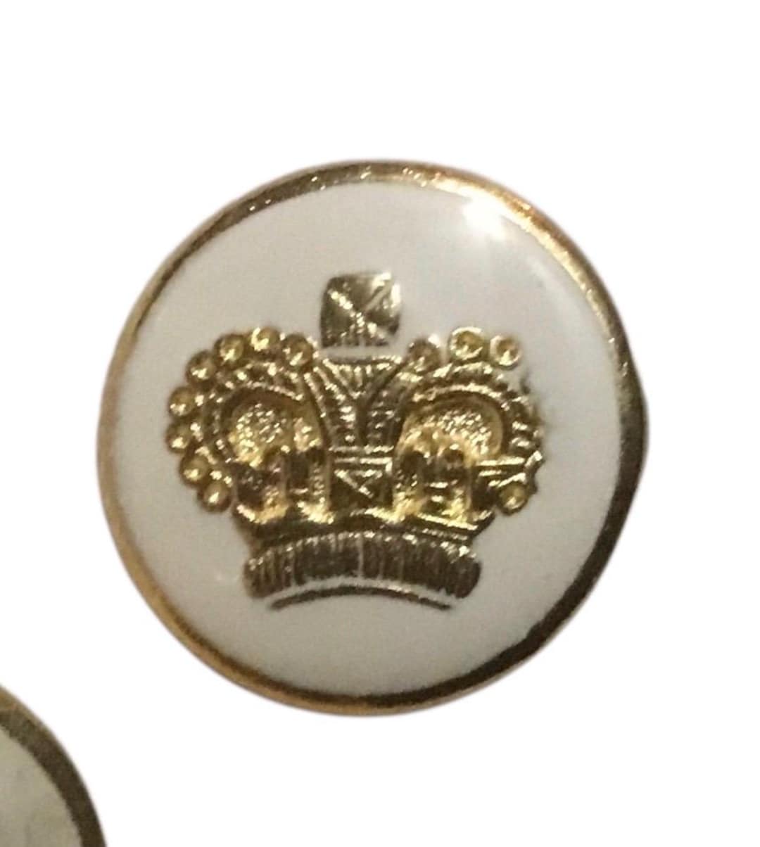 GOLD CROWN IVORY Enamel Buttons A2 - Etsy