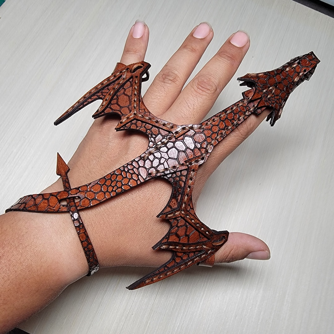 Leather Hand Dragon Cuff - Etsy