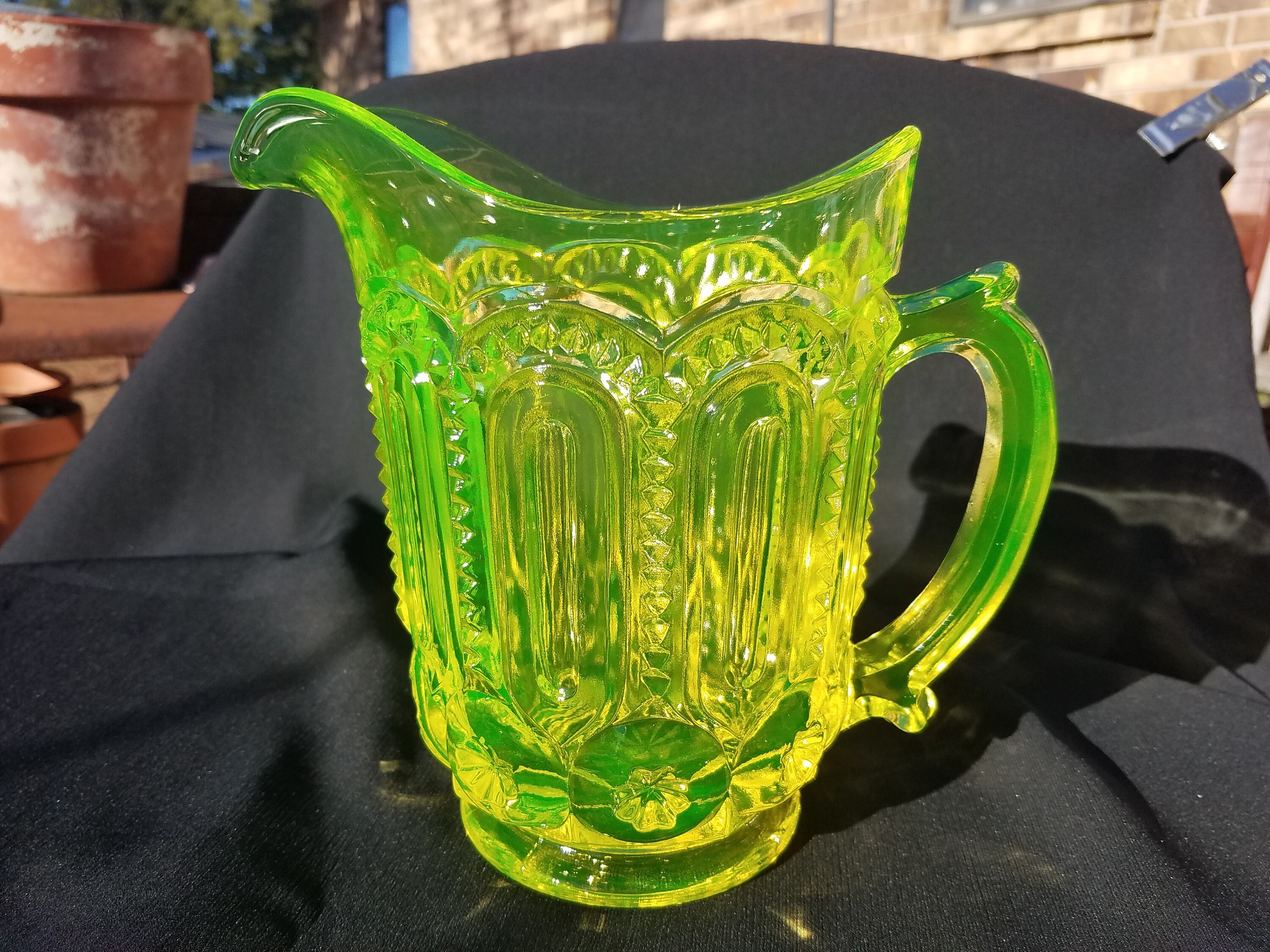 Weishar Glass Vaseline Moon and Star Wright Style 32 Oz. Pitcher - Etsy