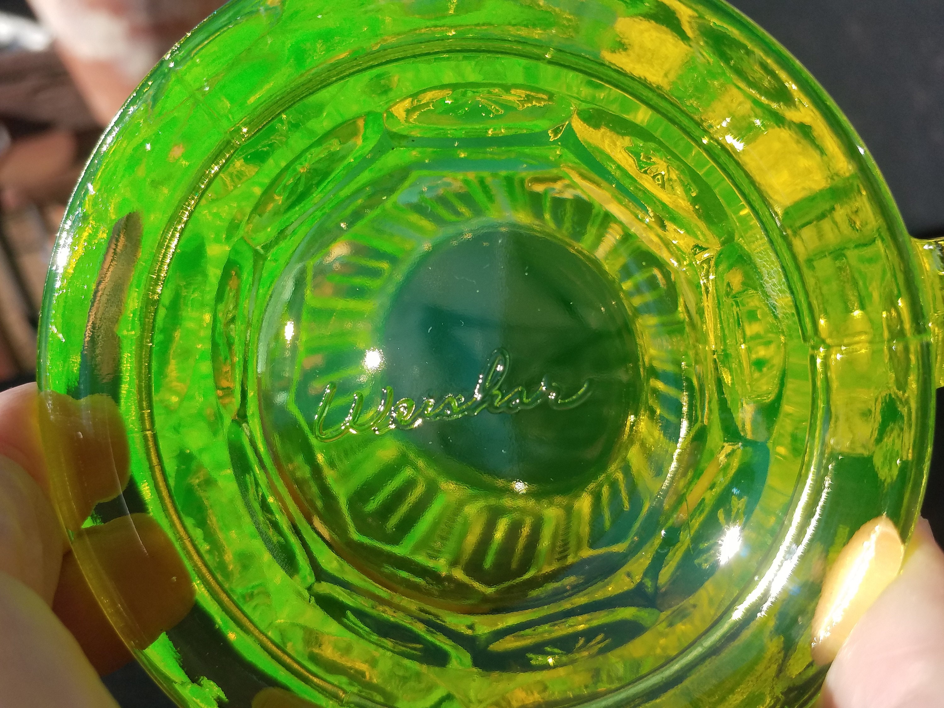 Weishar Glass Vaseline Moon and Star Wright Style 32 Oz. Pitcher - Etsy