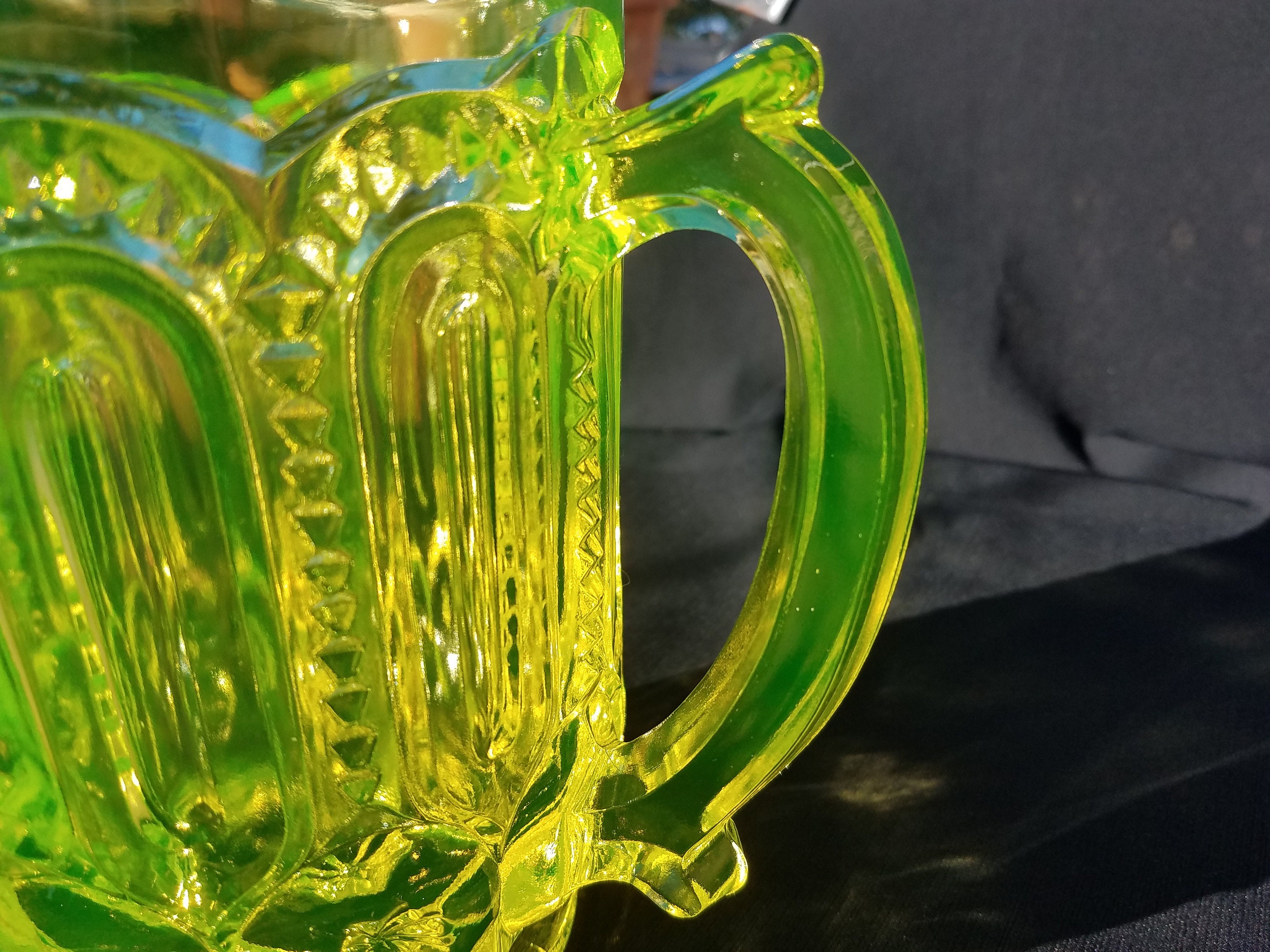 Weishar Glass Vaseline Moon and Star Wright Style 32 Oz. Pitcher - Etsy