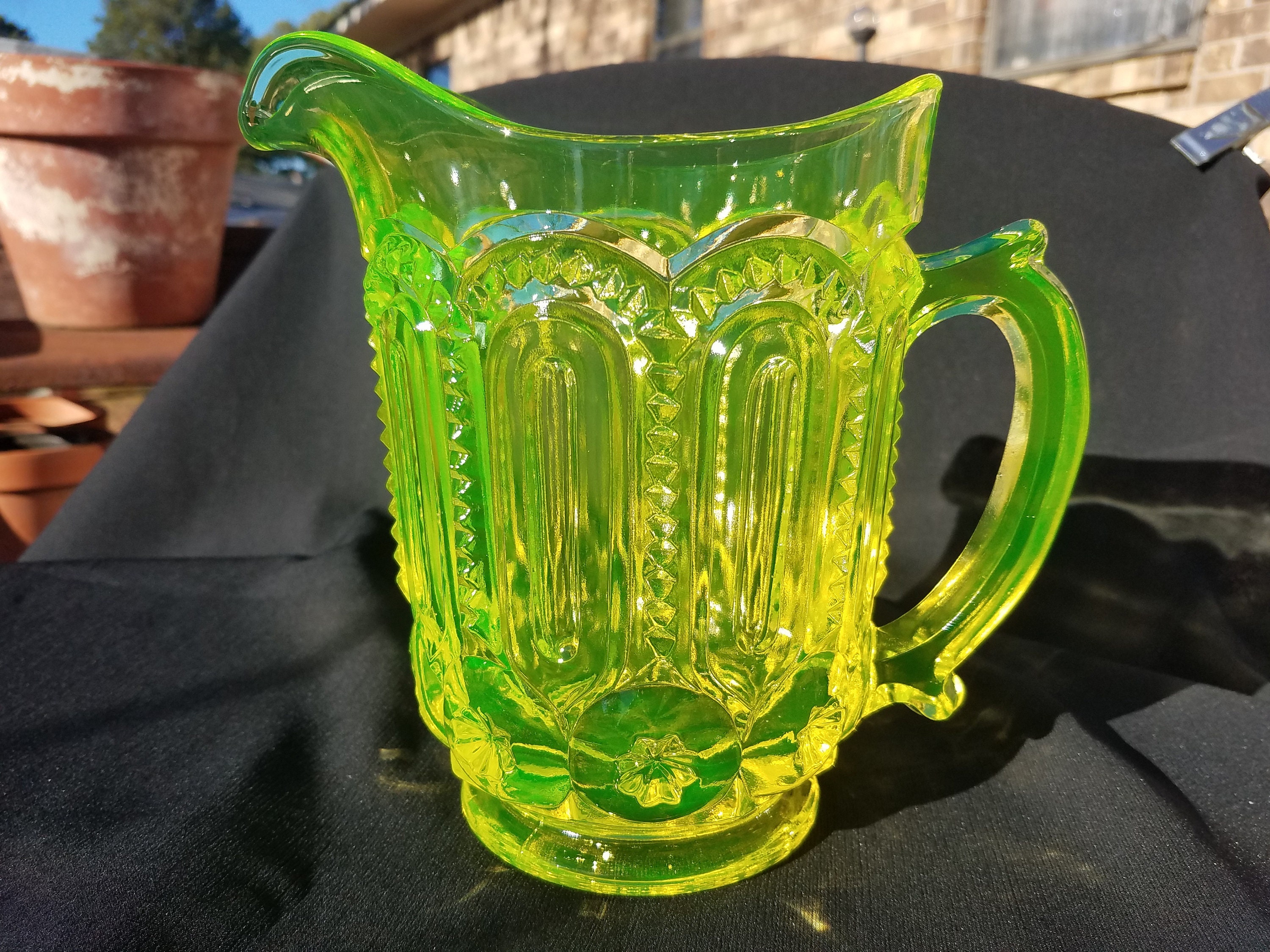 Weishar Glass Vaseline Moon and Star Wright Style 32 Oz. Pitcher - Etsy