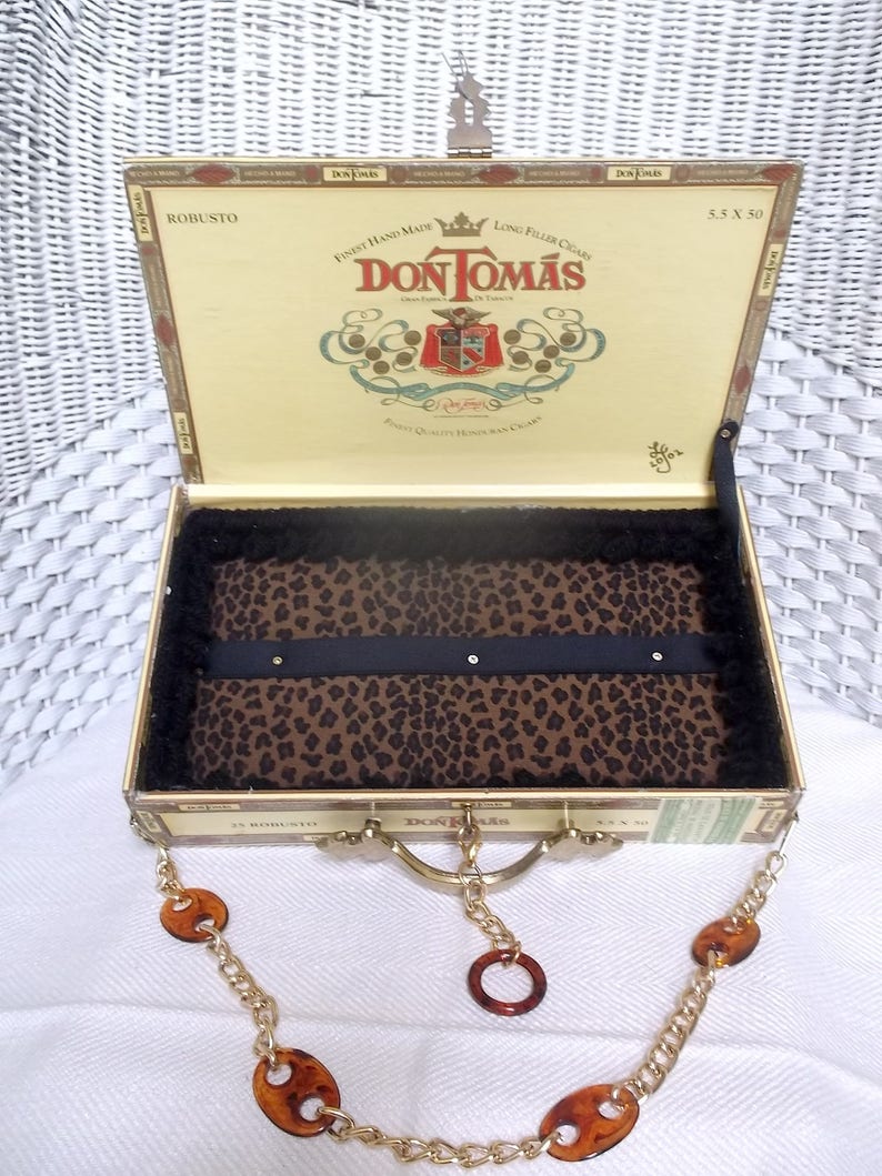 Cigar Box Purse Handmade Purse Wood Handbag Brown Gold - Etsy