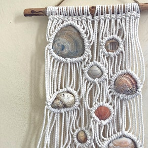 White Macrame Seashell Wall Hanging Coastal Home Nautical - Etsy