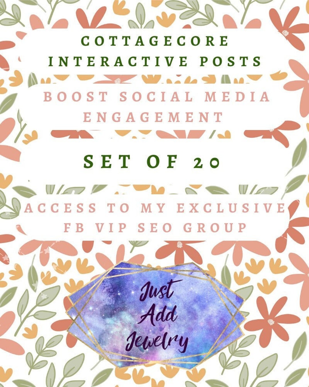 SET OF 20 Social Media Engagement Posts Digital Download, Cottagecore ...