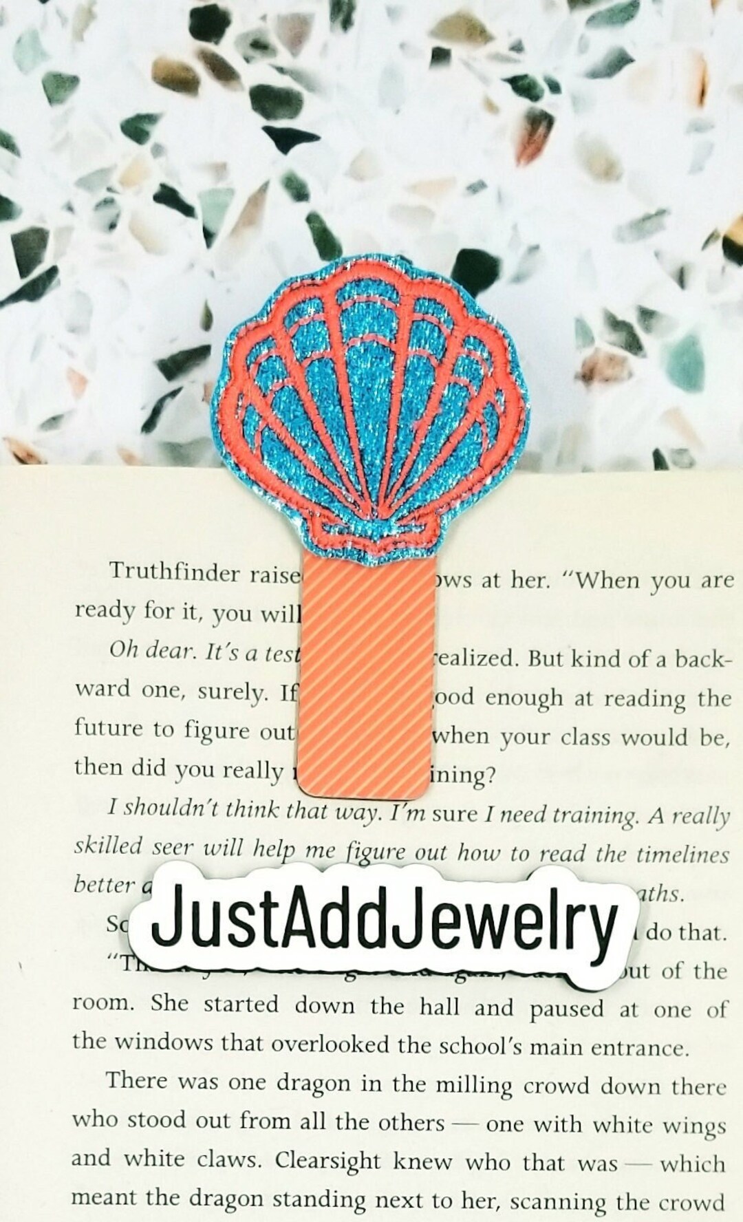 Turquoise Glitter Orange Sea Shell Bookmark for Little Girls, Beach ...