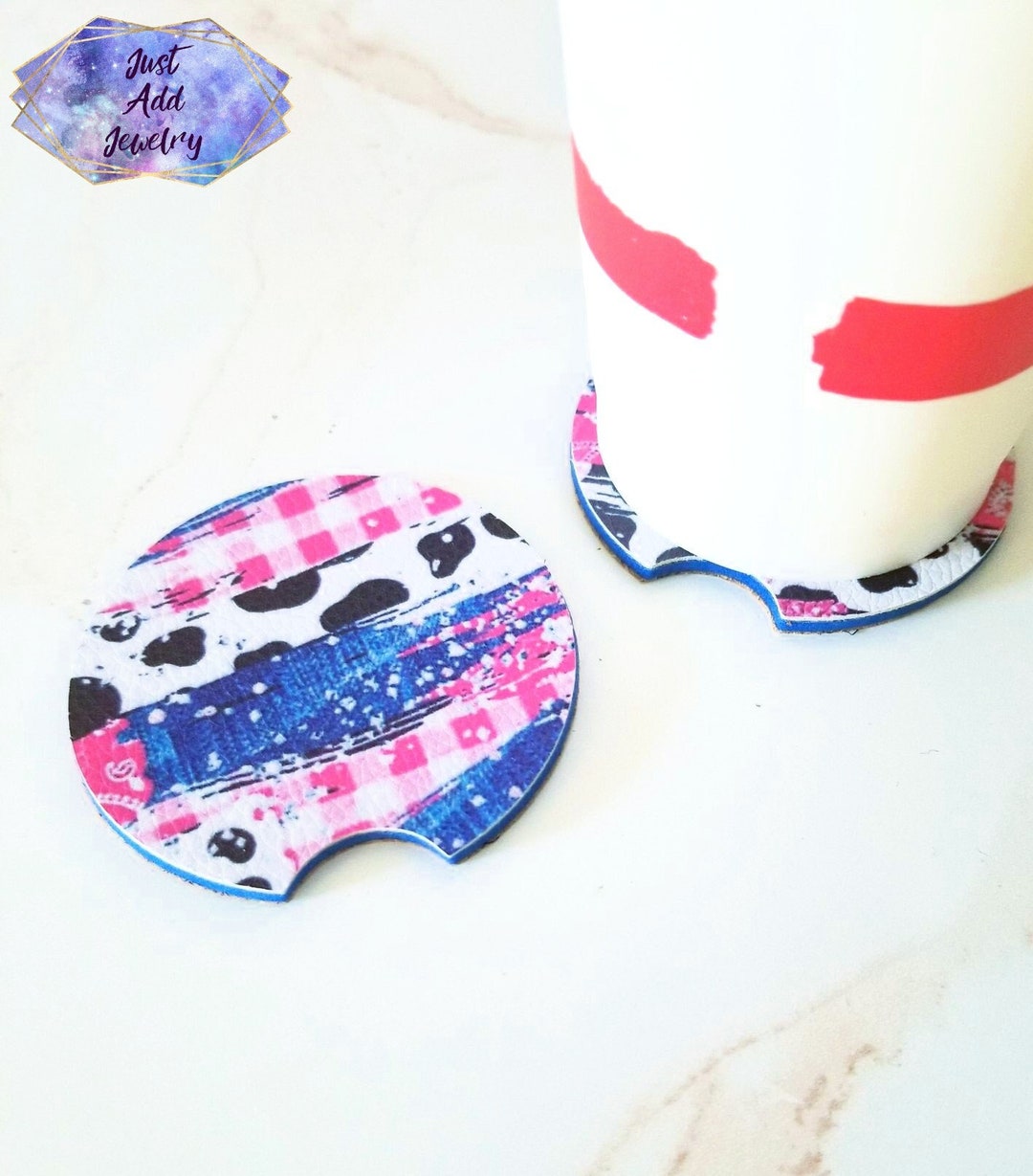 Cow Print Car Coasters for Cup Holders Set of 2, Cow Gifts for Cow ...