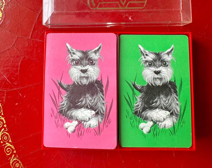 Vintage Cute Dog Playing Cards / Schnauzer Double Card Deck in Box - Etsy